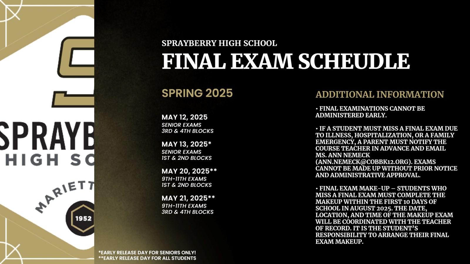 Spring 2025 Final Exam Information